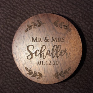 Circle Wood Ring Box Engraved Ring Bearer Box for Wedding - Etsy