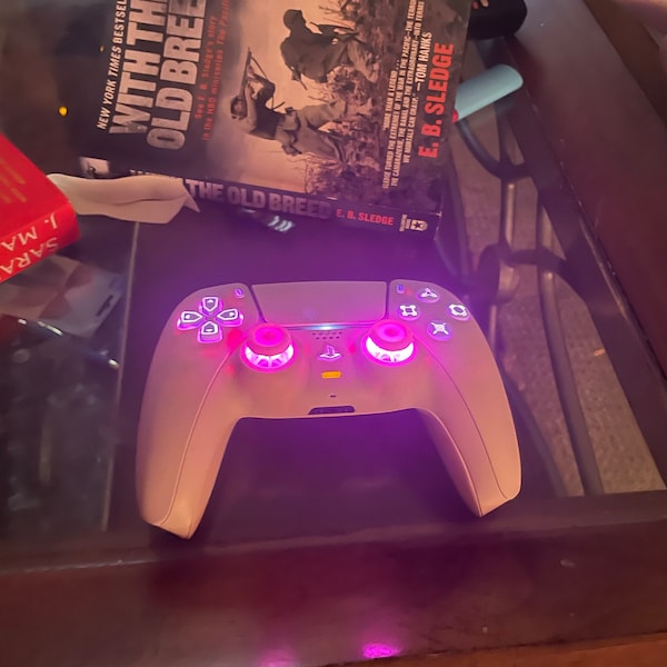 Pink PS5 Controller LED Mod With White Backlit Buttons Custom Wireless ...
