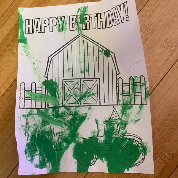 Farm Birthday Coloring Page Bundle, Birthday Coloring Page Bundle ...