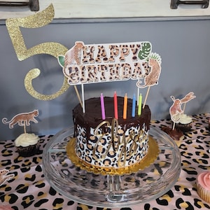 Leopard Print Edible Cake Wrap or Tropical Flowers Cake Topper - Etsy
