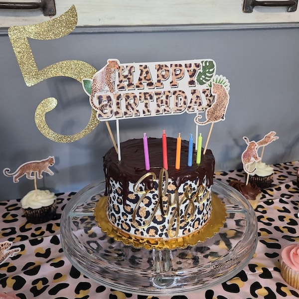 Leopard Print Edible Cake Wrap or Tropical Flowers Cake Topper - Etsy