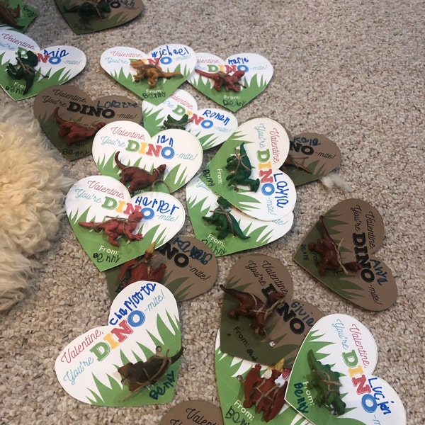 Printable Dinosaur Valentines Hearts for Small Dinosaur Toy or Dino ...
