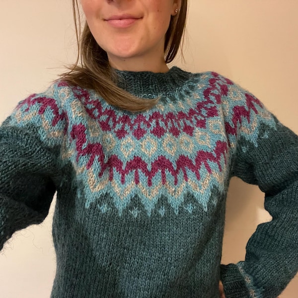 Knitted Icelandic Wool Sweater - Etsy