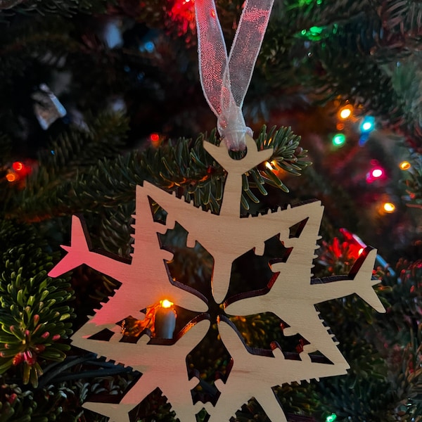 Airplane Star Tree Topper or Ornament: Aviation Snowflake Decoration ...