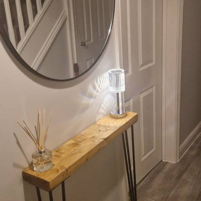 Rustic Narrow Console Table Wooden Console Table Radiator Shelf Hallway ...