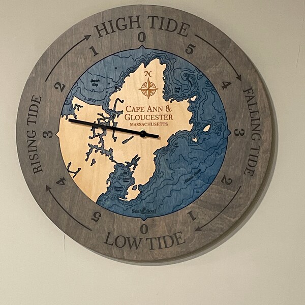 Coastal 3D Wood Map Tide Clock, East Coast Nautical Chart Tide Clock ...