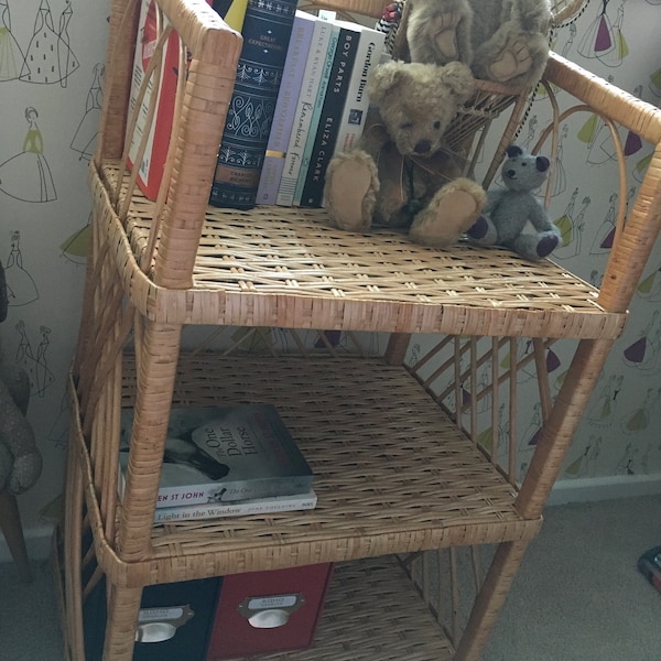 Rattan Bookshelf, Wicker Free Standing Bookshelf, Handmade Rattan Shelf ...