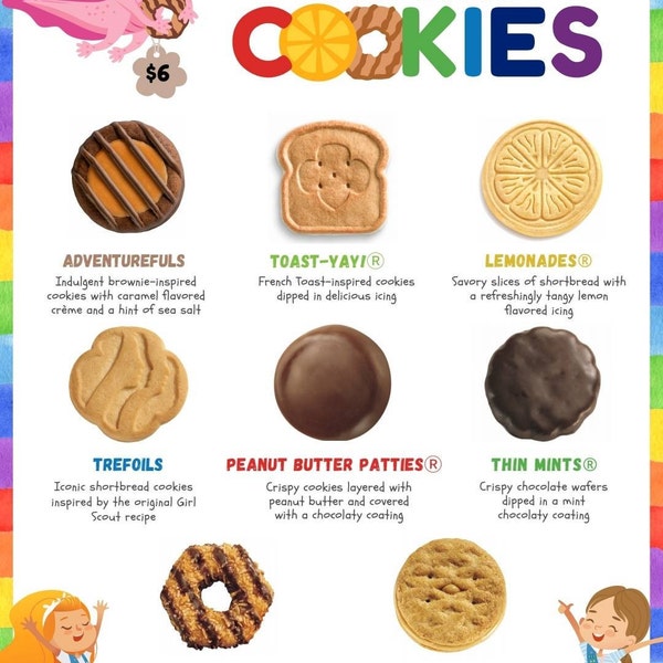 Girl Scout Cookie Bingo ABC Bakers 22 Unique Cards Calling Cards - Etsy