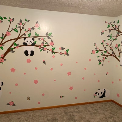 Panda Tree Wall Decals, Nursery Tree Wall Stickers, Large Tree Wall ...