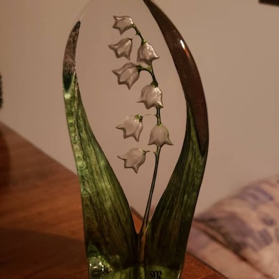 Crystal Lily Flower Sculpture by Famous Artist Mats Jonasson Sweden ltd ...