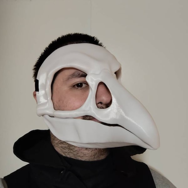 Raven Bird Skull Corvus Bone Skull Mask - Movable Moving Hinge Jaw- 3D ...