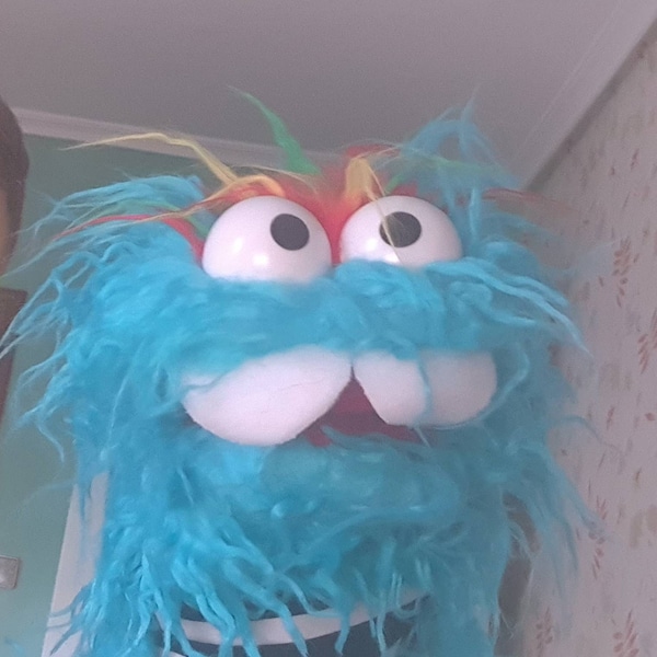 Blue Shaggy Fuzz Pro Monster Hand Puppet - Etsy