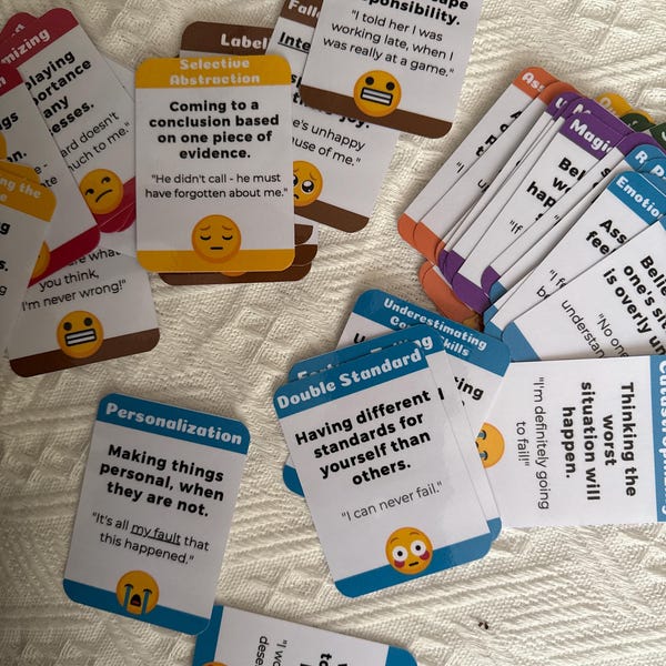 48 Cognitive Distortions Flash Cards, Thinking Errors Worksheets ...