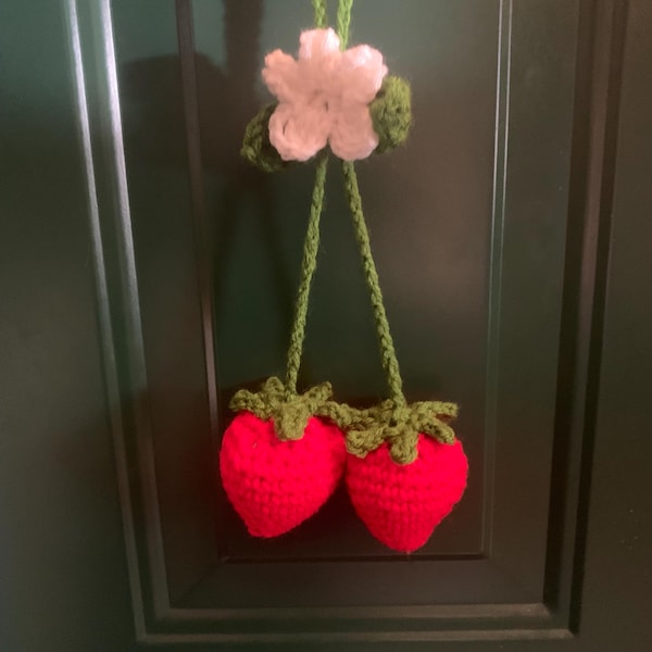 CROCHET PATTERN ONLY Crochet Strawberry Car Interior Rearview Mirror ...