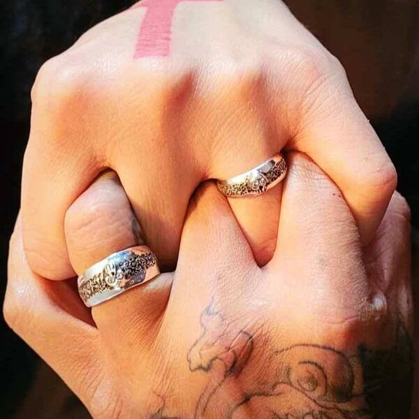 Skull Wedding Ring Set,pirate Wedding Rings,silver Skull Ring,silver ...