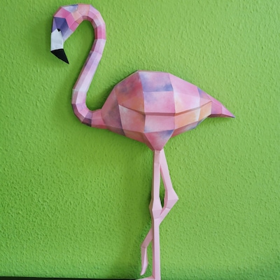 Papercraft Flamingo, 3D Paper Craft Model, DIY Paper Sculpture, Wall ...