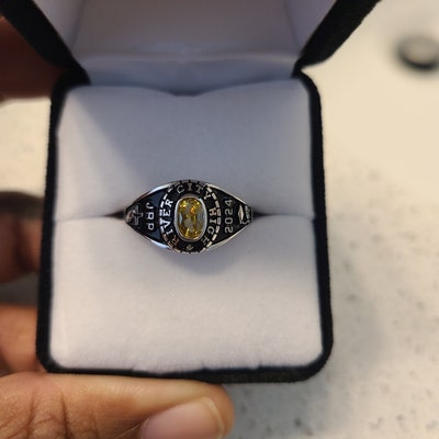 Customized Sterling Silver Womens High School Class Ring Gem Collection ...