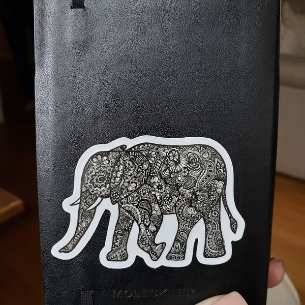 Elephant Vinyl Sticker, 3" Vinyl Sticker, Elephant Sticker, Hand Drawn ...