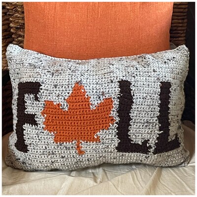 FALL Crochet Pillow Pattern Crochet Pillow Fall Word DIY Farmhouse Home ...