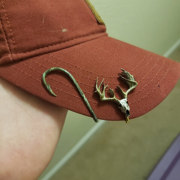 Camo Fish Hook Hat Pin - Hat Clip for Hat or Cap - Money Clip/tie Clasp ...