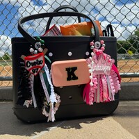 Bogg Bag Tassel and Charm, Bookbag Tag, Diaper Bag Tag, Custom Colors ...