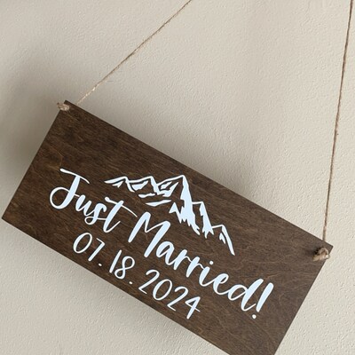 Just Married Signs-10x 5.5 Natural Wood Laser Engraved Signs ...
