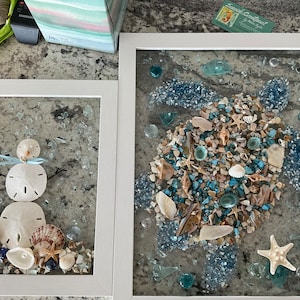 Seashell Beach Wall Art for Bathroom Decor, Square Art for Beach ...