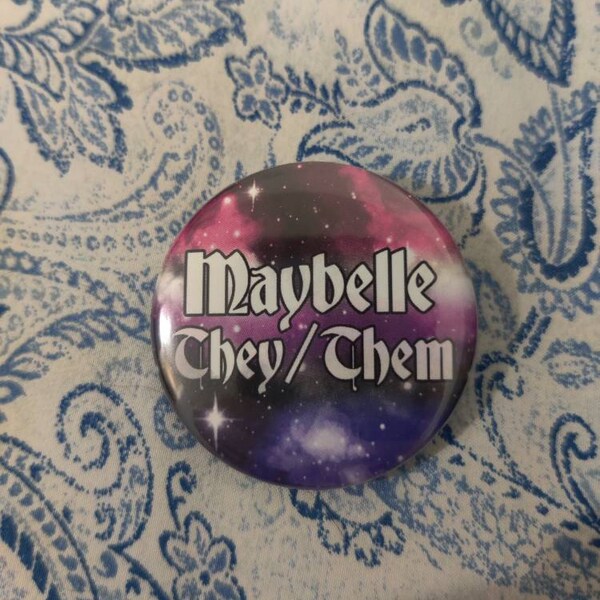 Cosmic Pride Flag Custom Name & Pronoun Buttons Personalized Button ...