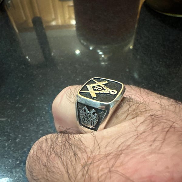 Master Mason Ring for Man, Freemason Band Ring, Customized Masonic Ring ...