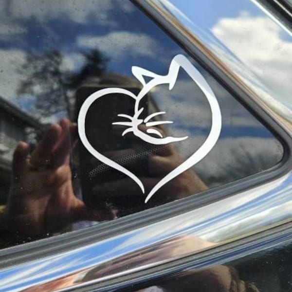 Cat Heart Vinyl Decal - Etsy