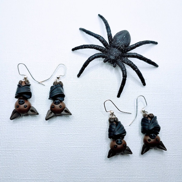 4 or 20 BULK Polymer Clay Upside Down Bat, Cute Bat, Vampire, Halloween ...