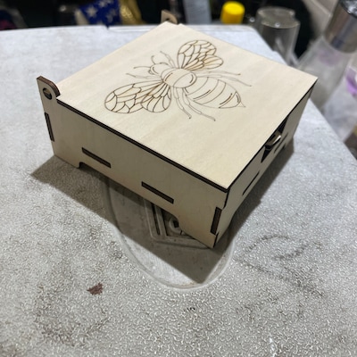 Bee Patterned Boxed Laser Cut Coaster, Laser Cut Wooden Box With Lid ...