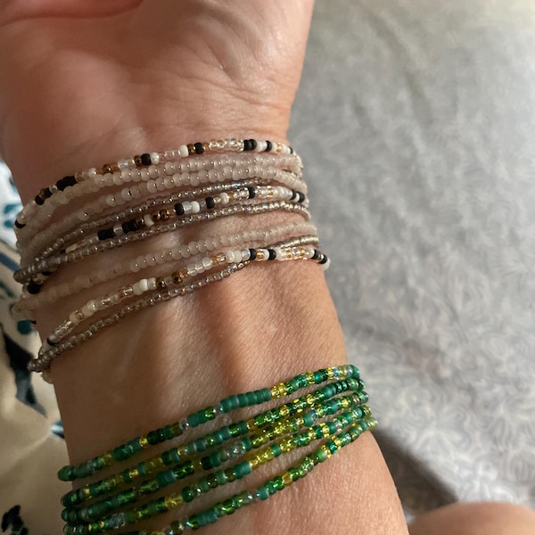 Single Strand Seed Bead Stretch Bracelet- Beaded Stacking Bracelet ...