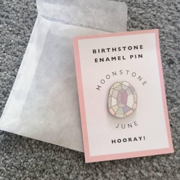 Moonstone Birthstone Hard Enamel Pin | June Birthday Gem Lapel Pin ...