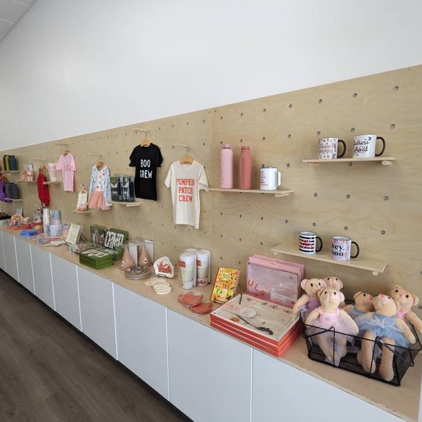 Modern Wooden Pegboard Wall Display for Home Organization and Retail ...
