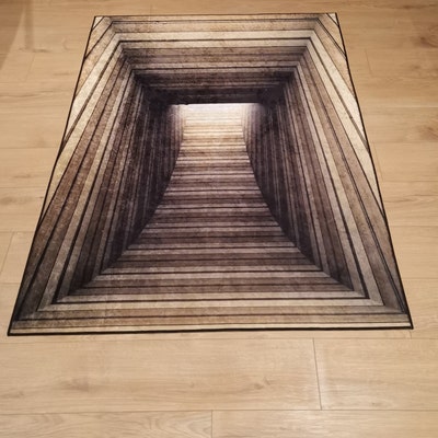 Tunnel Rug, Optical Illusion Rug, Illusion Rug, Rectangular Illusion ...