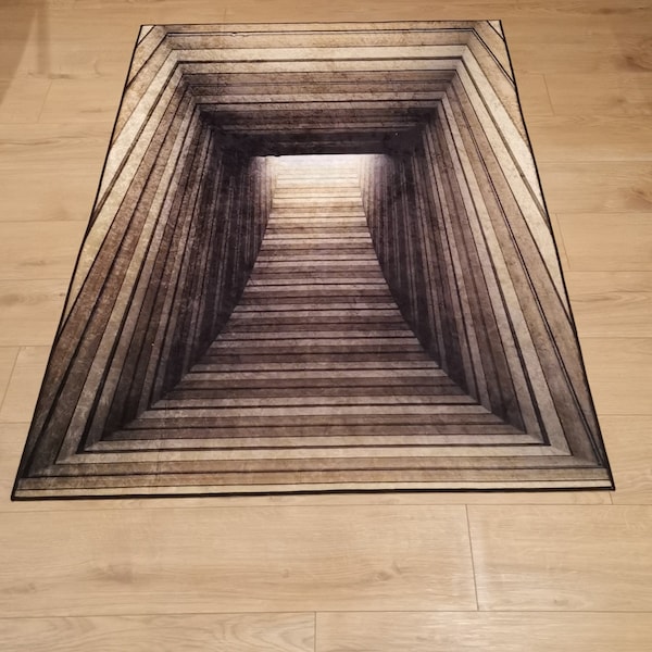 Tunnel Rug, Optical Illusion Rug, Illusion Rug, Rectangular Illusion ...