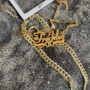 Real 18K Gold Filled Custom Name Necklace, Birthstone Nameplate, Name ...