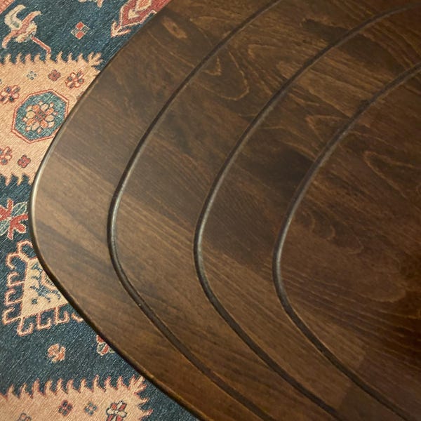 Wooden Oval Coffee Table Side Table, Rustic Mid Century Center Table ...