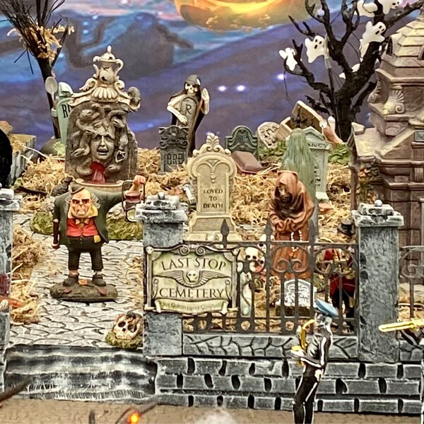 Last Stop Cemetery 1:12 Scale Graveyard PAPER Miniature Sign Spooky ...