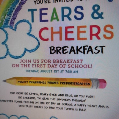 PTO Tears and Cheers Breakfast Flyer Rainbow Parent Teacher Back to ...