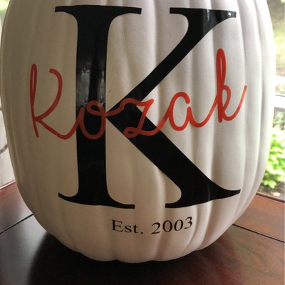 Last Name Personalized Vinyl Decal, Wedding Gift, Pumpkin Decal ...