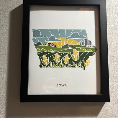 Iowa Physical Art Print State Wall Art 5x7 8x10 11x14 - Etsy