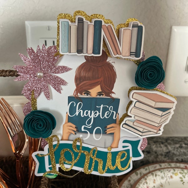 Book Lover Cake Topper Literary Birthday Book Cake Topper 18th Birthday ...