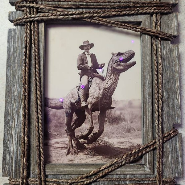 Dinosaur Cowboy, Vintage Photography, Art Poster Print, Dark Academia ...