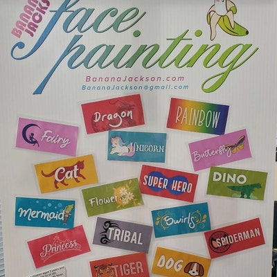 Face Painting Word Board 20 Designs, Face Painting Designs Menu ...
