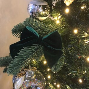 DARK GREEN Velvet Christmas Tree Bows, Velvet Bows for Christmas Tree ...