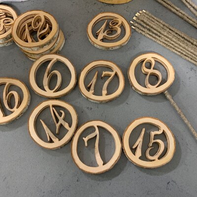 Wooden Table Numbers on Sticks, Rustic Wedding Table Décor, Hand Cut ...
