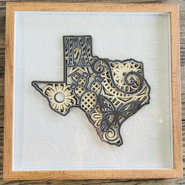Layered 3D Mandala Texas State SVG 5 Layers | 3D Layered DXF Laser Cut ...