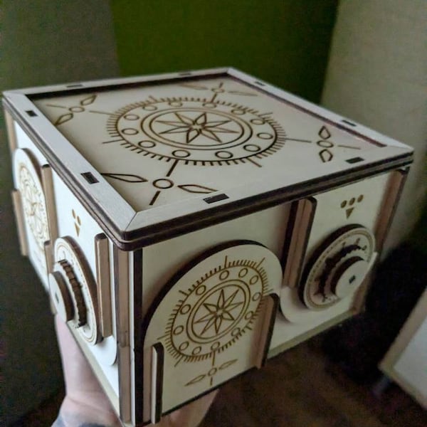 Wooden Safe Box Laser Cut Vector File, Gift Box Like Safe SVG File for ...